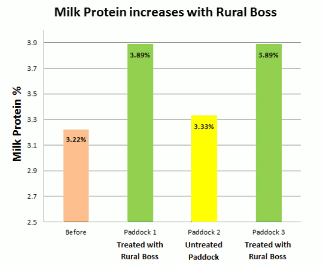 Increase in Milk Protien after Rural Boss Fertiliser Application
